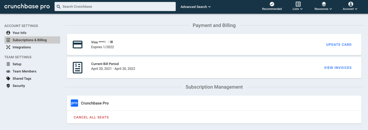 How do I see my billing information? – Crunchbase | Knowledge Center