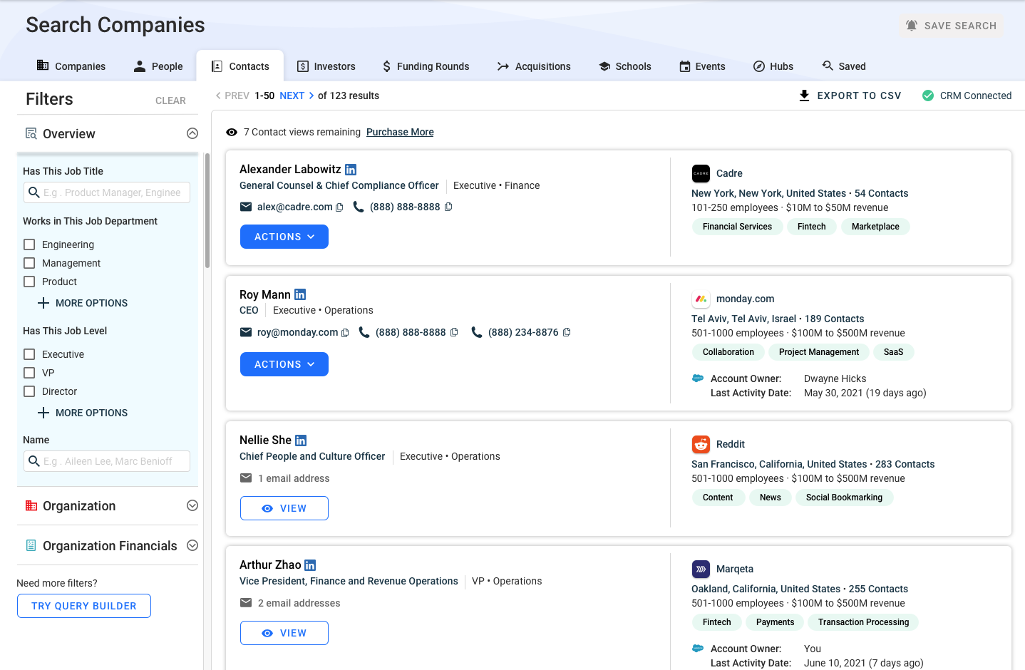 Search for Contact data – Crunchbase | Knowledge Center