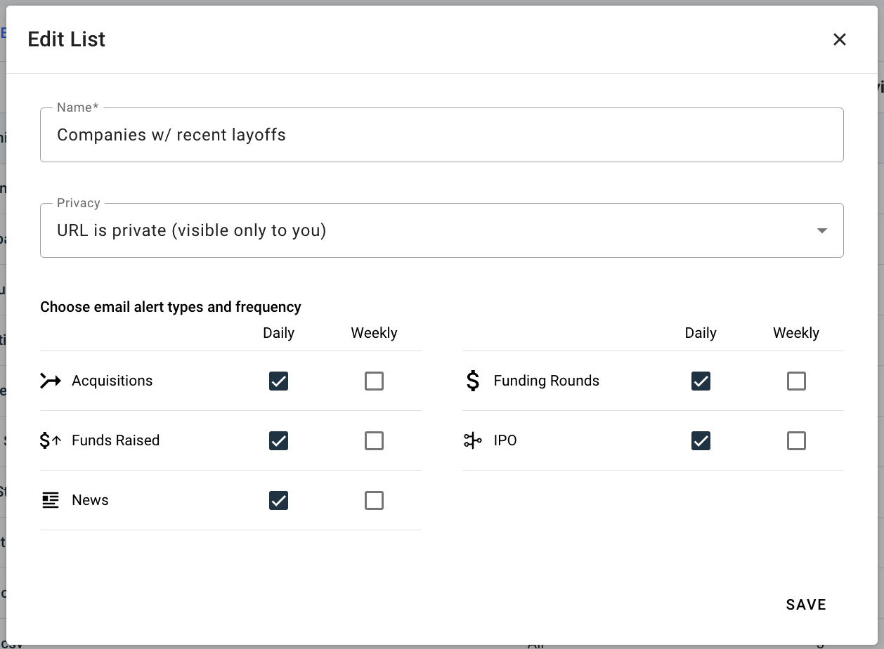 Save a Search or a List using Crunchbase Pro – Crunchbase | Knowledge ...