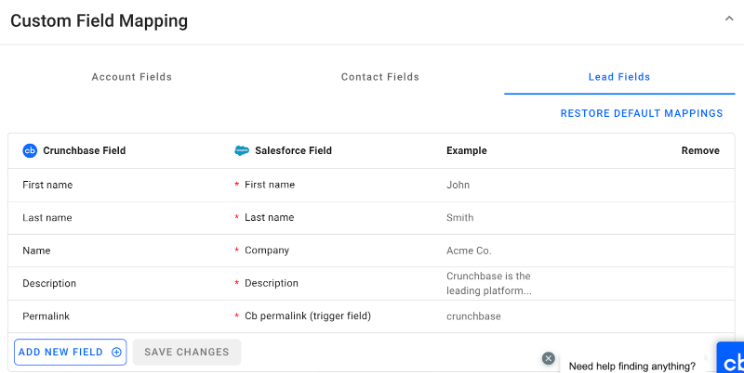 Custom Field Mapping – Crunchbase | Knowledge Center