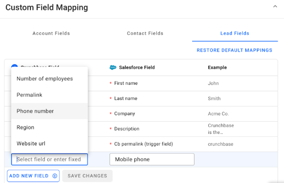 Custom Field Mapping – Crunchbase | Knowledge Center