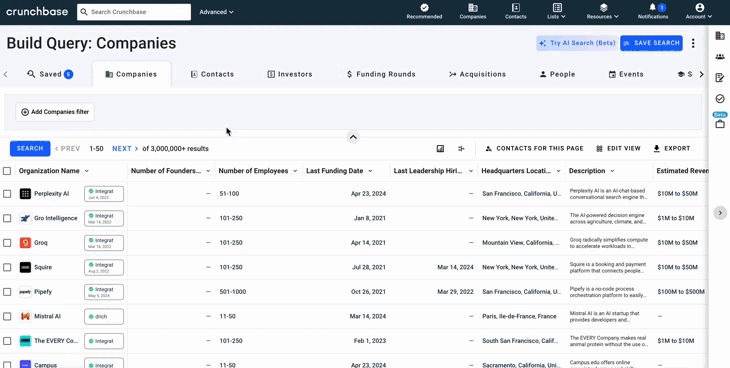 Save a Search with Crunchbase Pro – Crunchbase | Knowledge Center