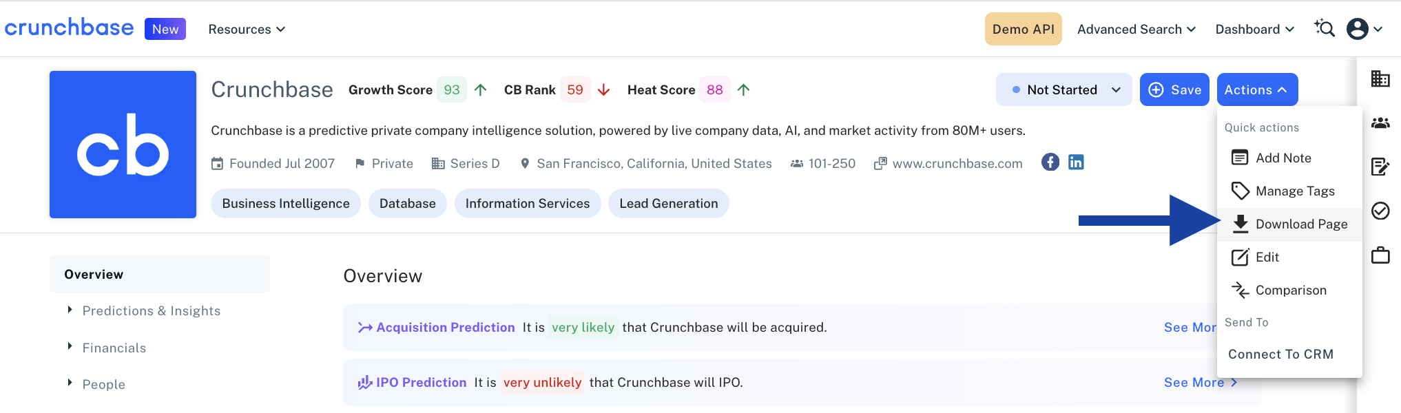 Export a Company Profile Page – Crunchbase | Knowledge Center