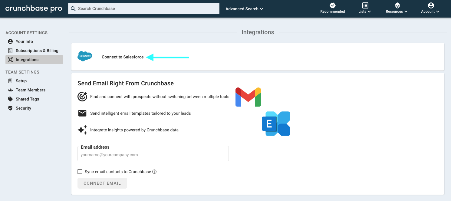 Connecting to the Salesforce Integration – Crunchbase | Knowledge Center